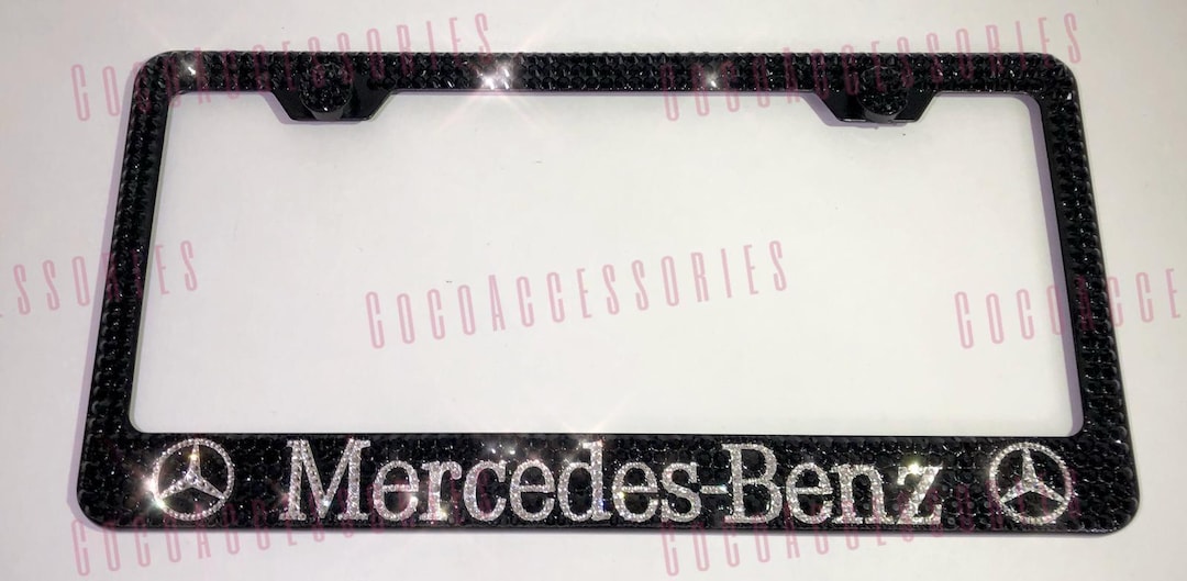 Mercedes Benz AMG Crystallized Black Bling License Plate Frame Holder ...