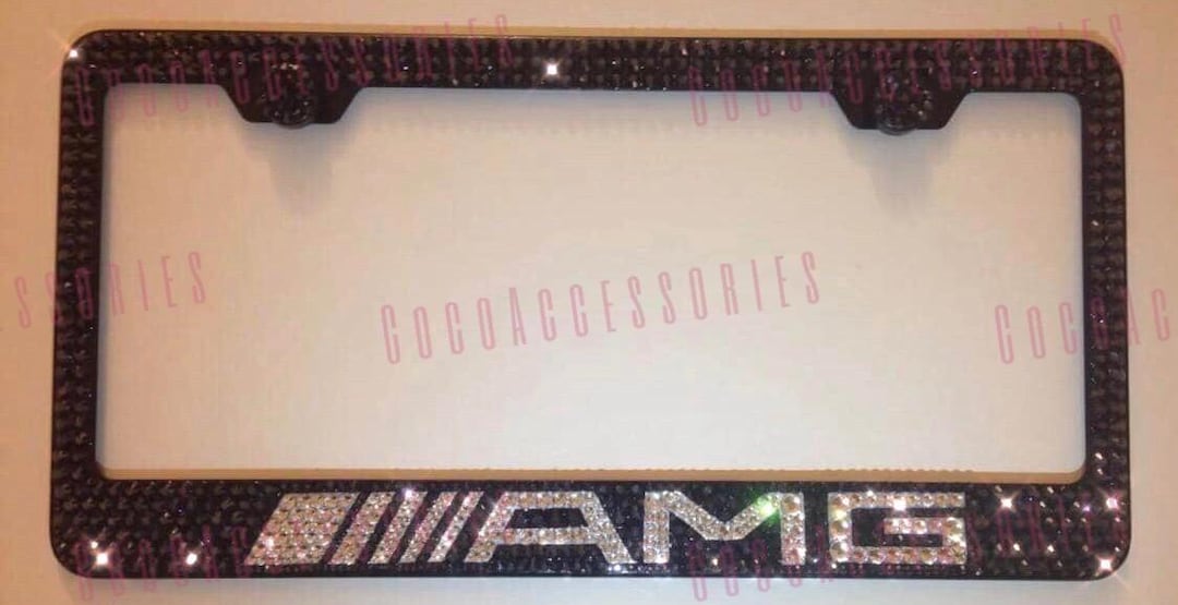 AMG Mercedes Benz Crystallized Black Bling License Plate Frame Holder ...