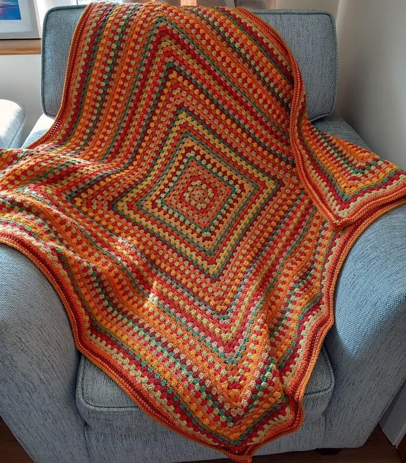 Autumn Leaves Granny Square Crochet Blanket Pattern (PDF Download ...