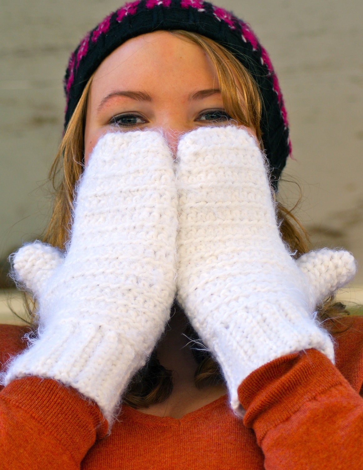 White Crochet Handmade Mittens - Etsy