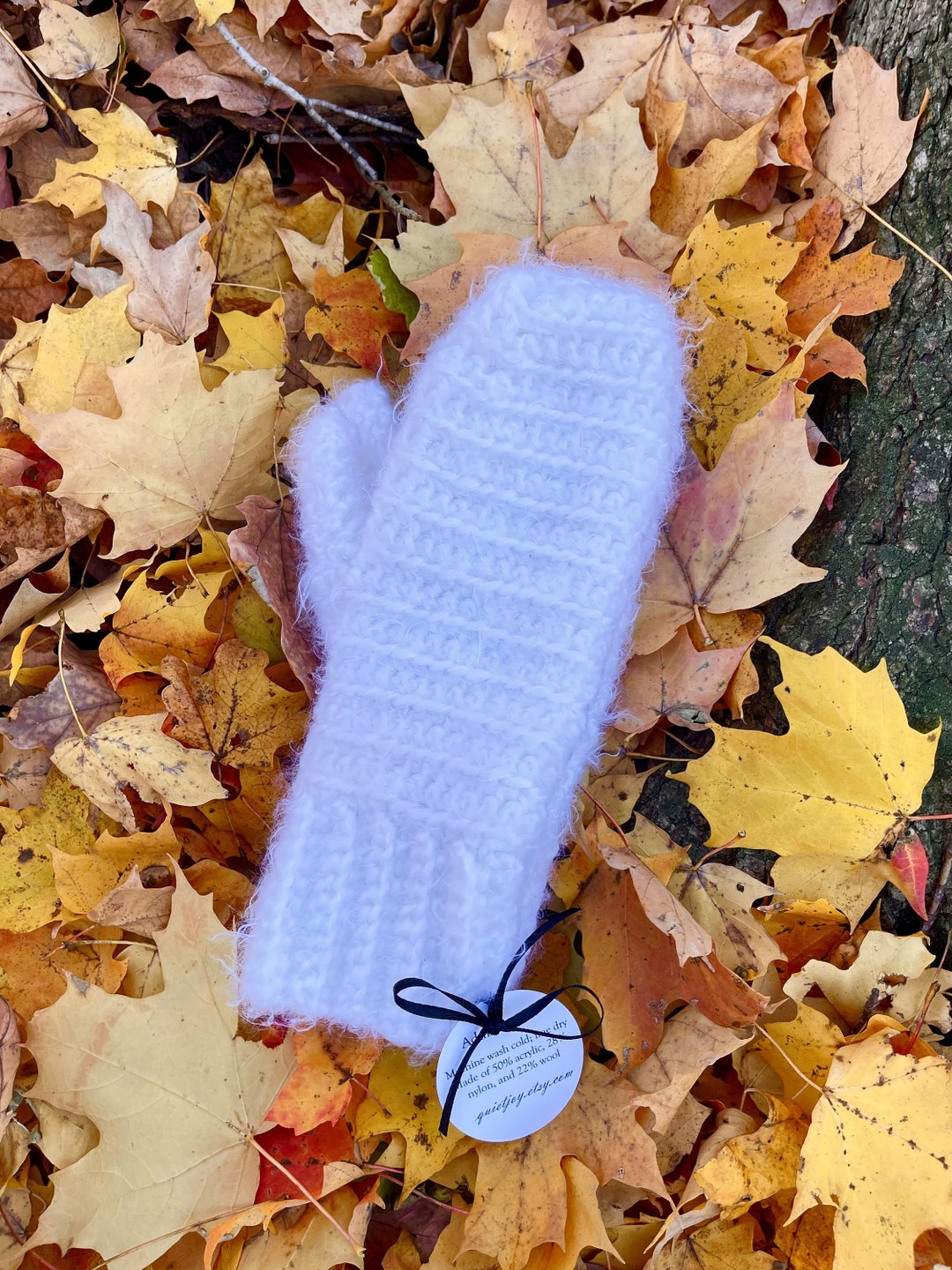 White Crochet Handmade Mittens - Etsy