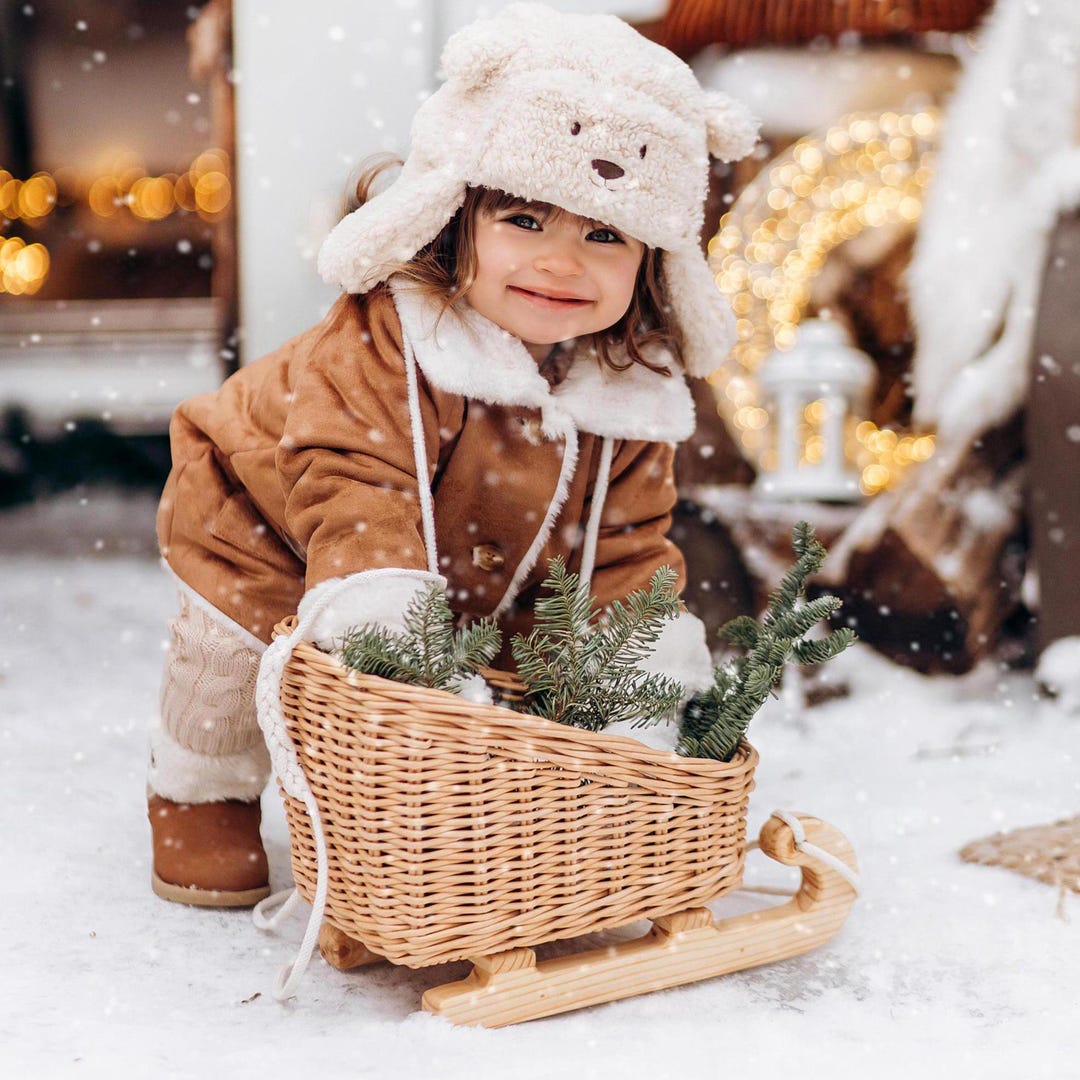 Wicker Sleds With Wooden Base, Christmas and Holiday Decor, Rustic and ...