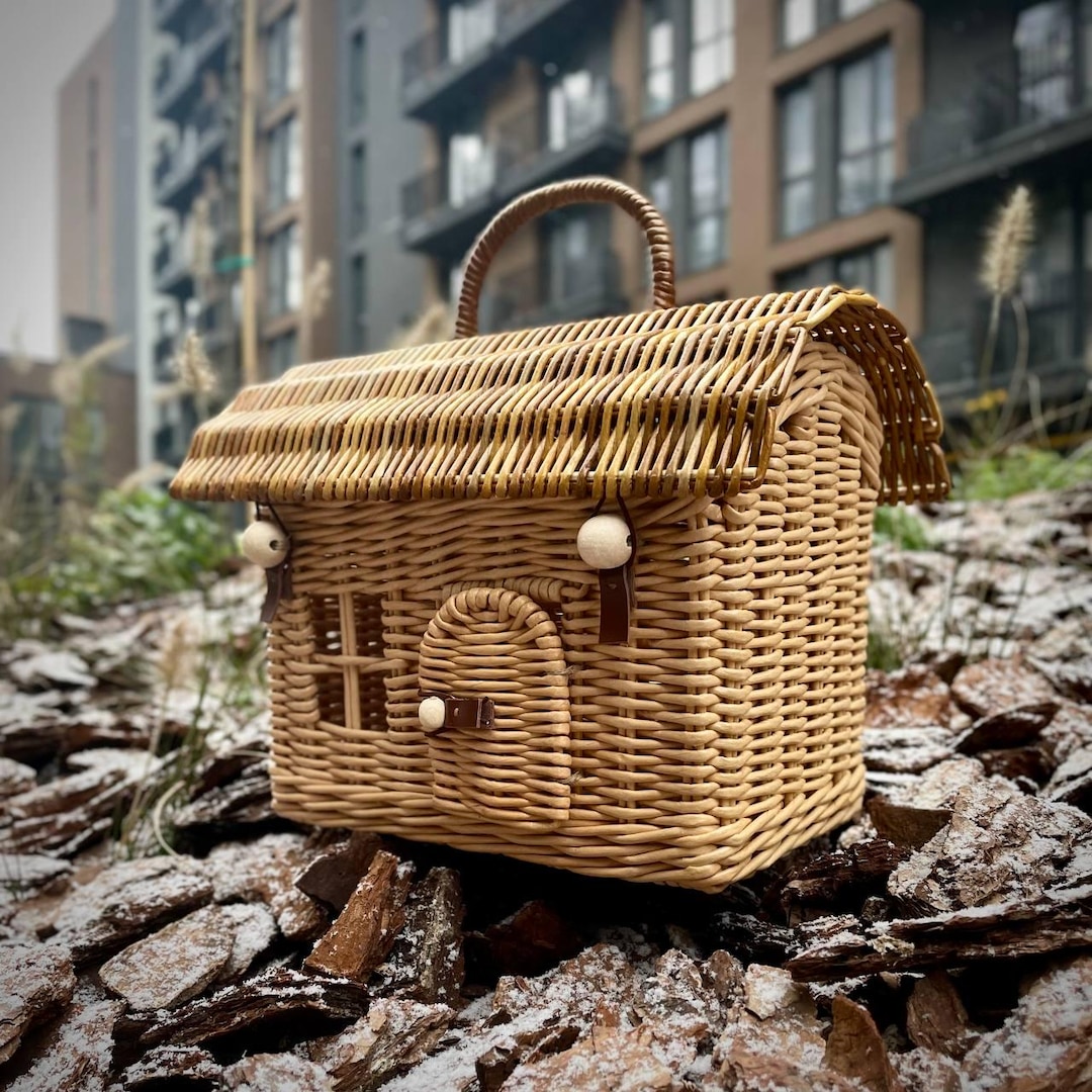 Wicker House Toy Basket - Handmade Toy Storage - Boho Kids Room ...