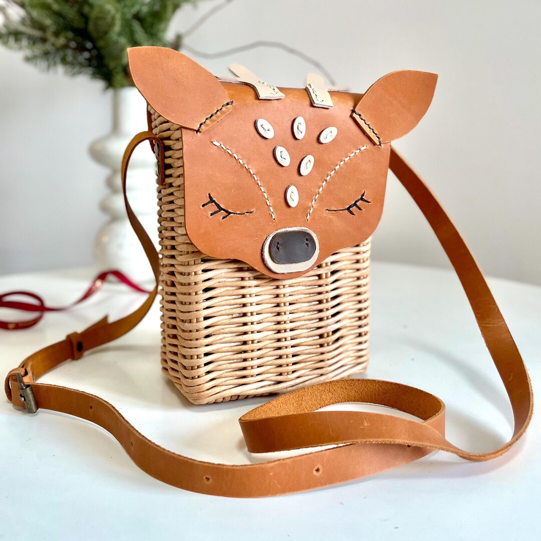 Handmade Wicker Crossbody Bag, Deer Messenger Bag for Women, Weekend ...