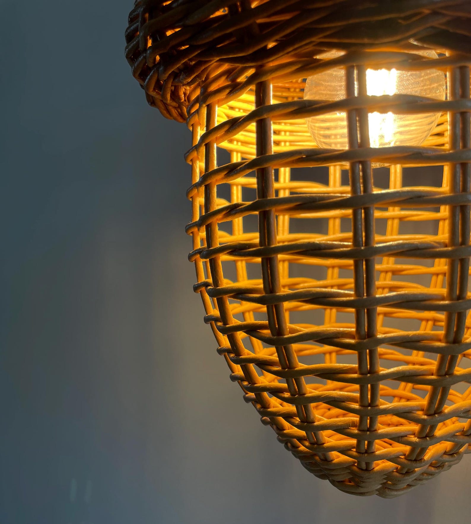 Wicker Wall Sconce – Acorn Lamp, Handmade Rustic Boho Lighting With ...