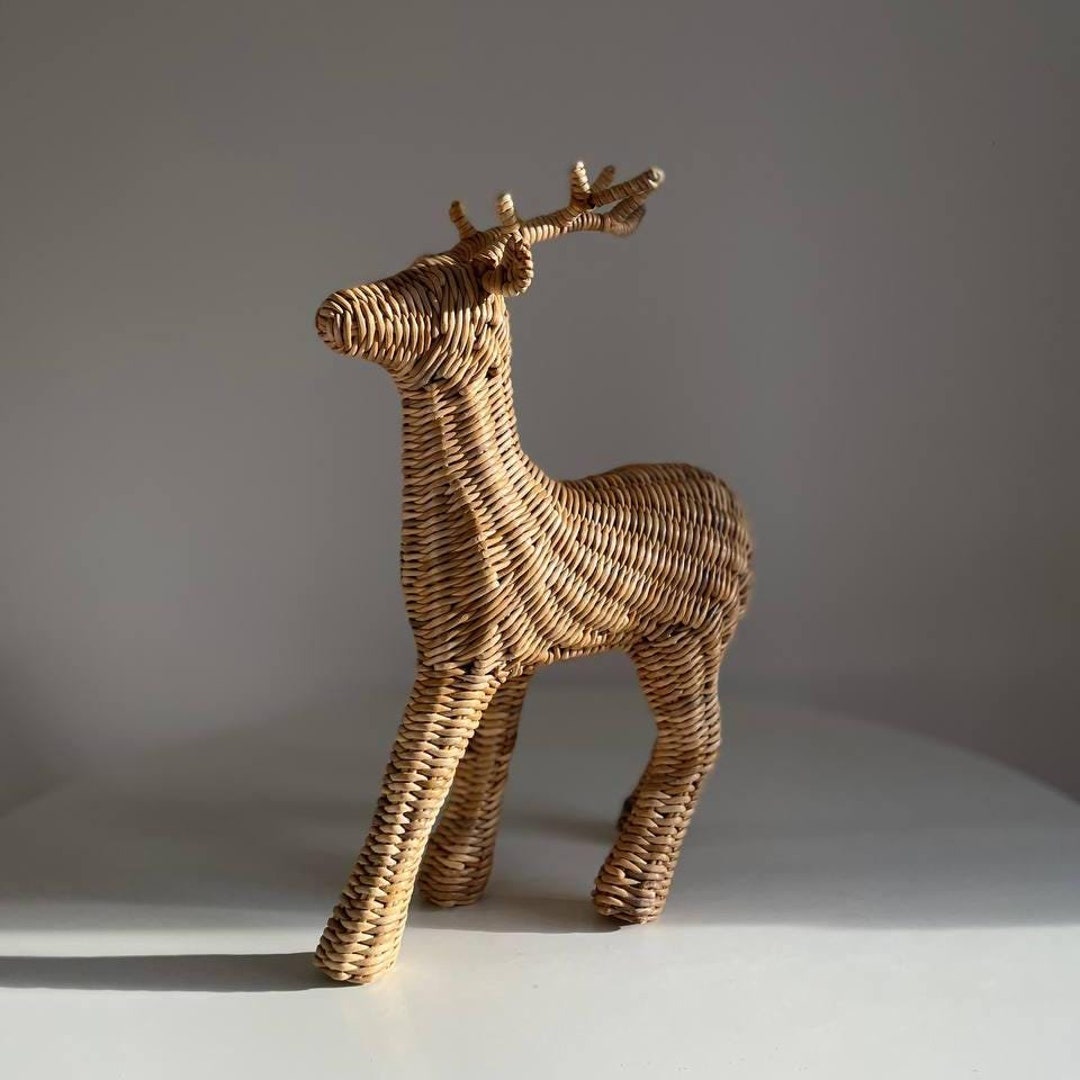Handmade Wicker Deer Sculpture – Elegant Natural Decor for Home or ...