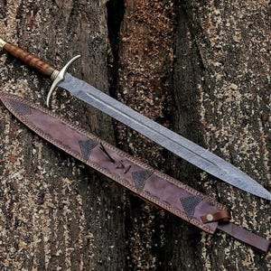 Viking Sword Custom Handmade Damascus Movie Replica Sword With Handmade ...