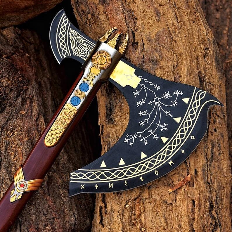Leviathan Axe Custom Handmade God of War Kratos Axe With Handmade ...
