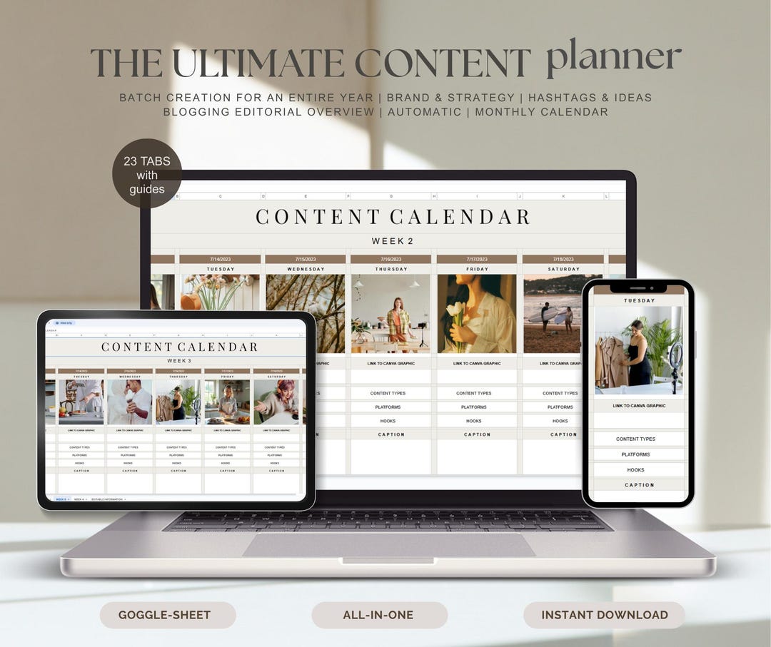 Digital Content Planner: Social Media Calendar & Marketing (digital ...