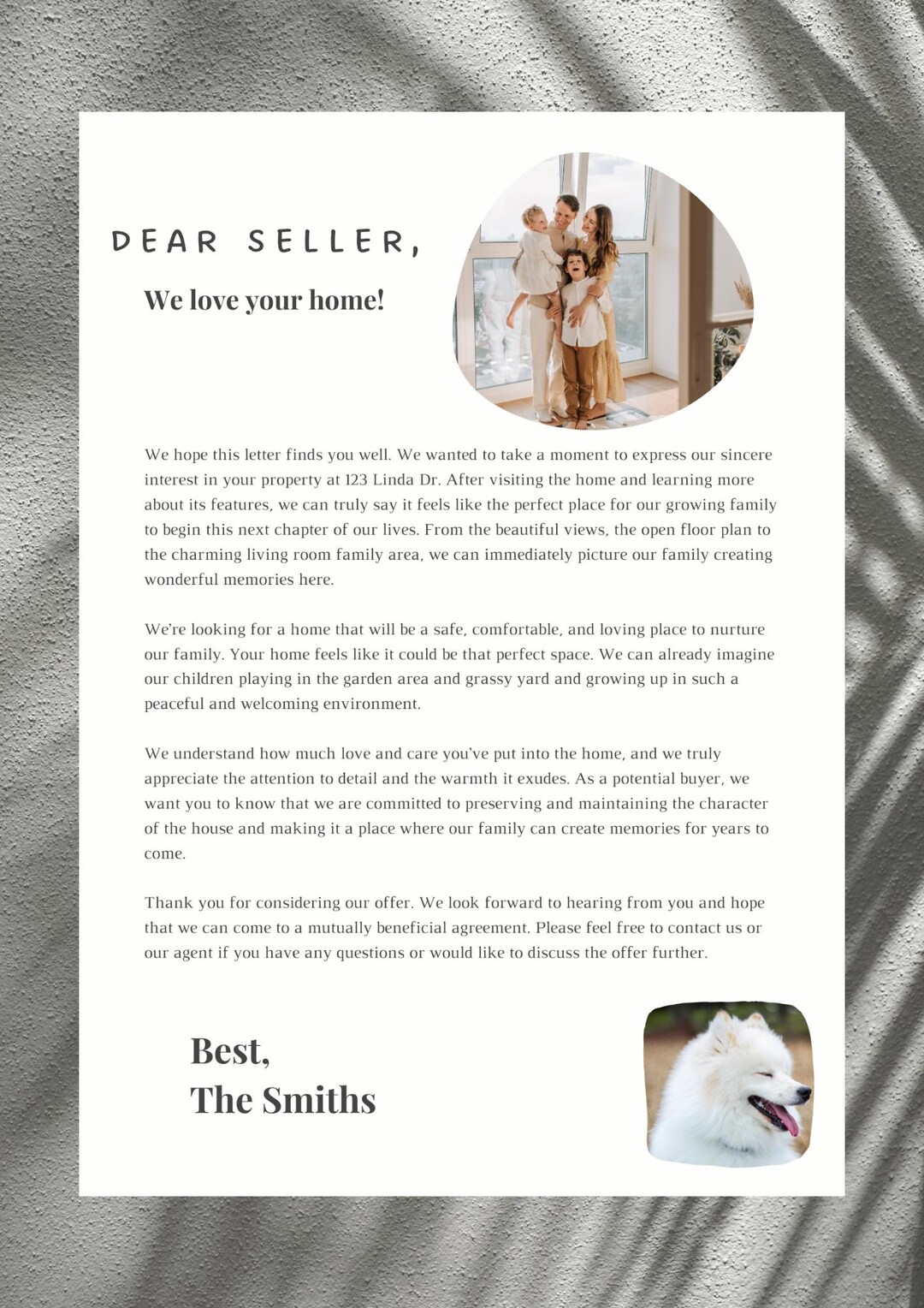 Editable Home Offer Letter Template - Personalized Seller Letter ...