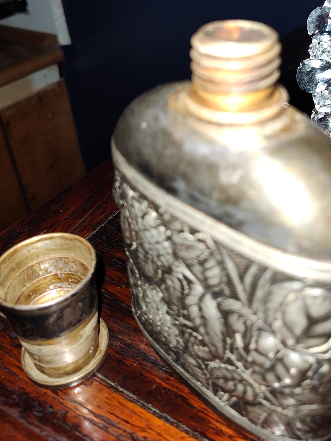 Antique Bourbon Flask With Shot Cup/topper - Etsy