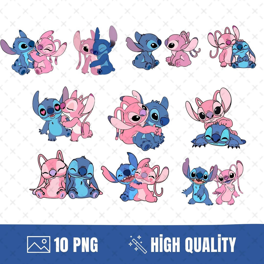 Paquete PNG de Stitch y ángel, Stitch PNG, Stitch pareja PNG, Stitch ...