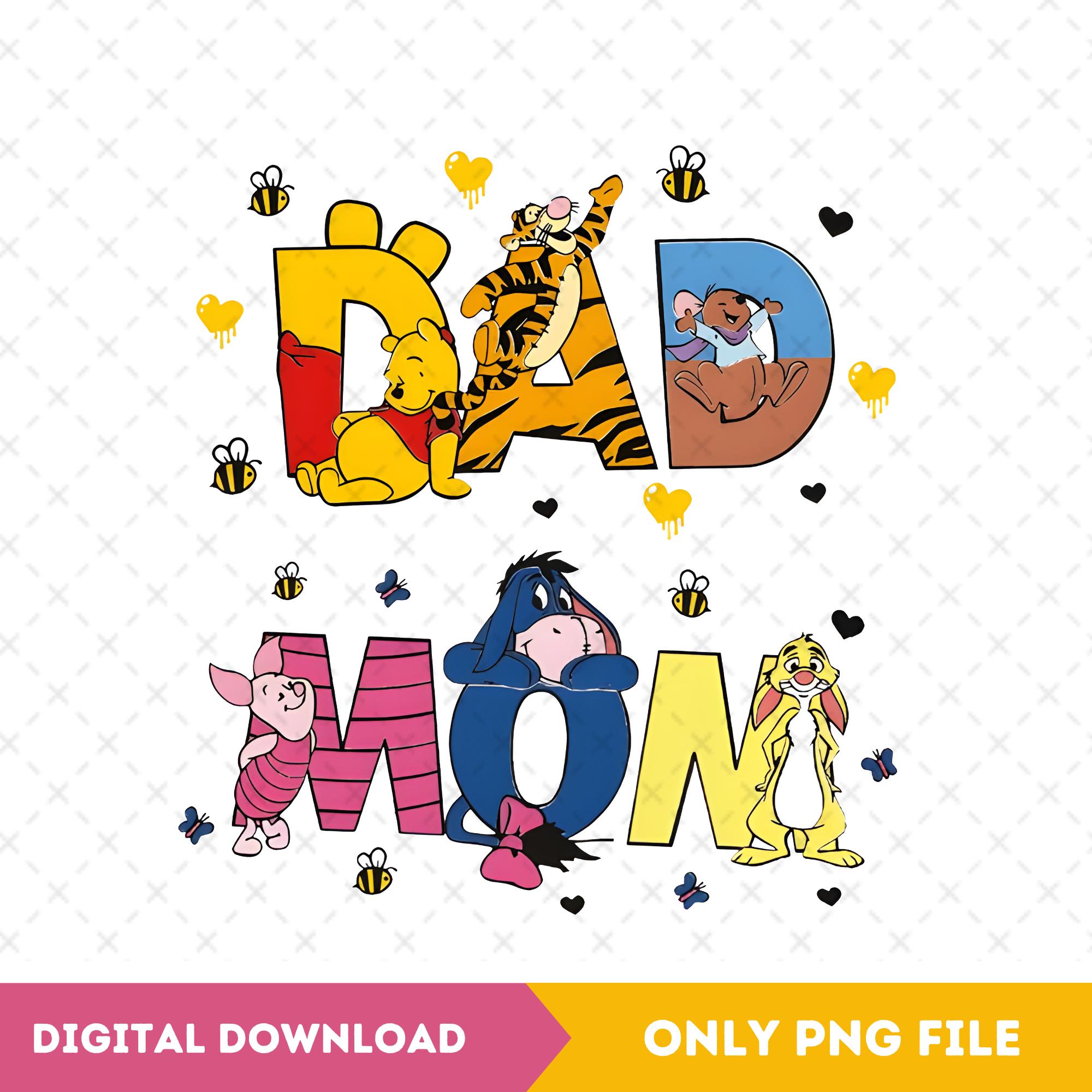 Mom and Dad Pooh Png, Mama Papa Png, Winnie the Pooh Mom and Dad Png ...