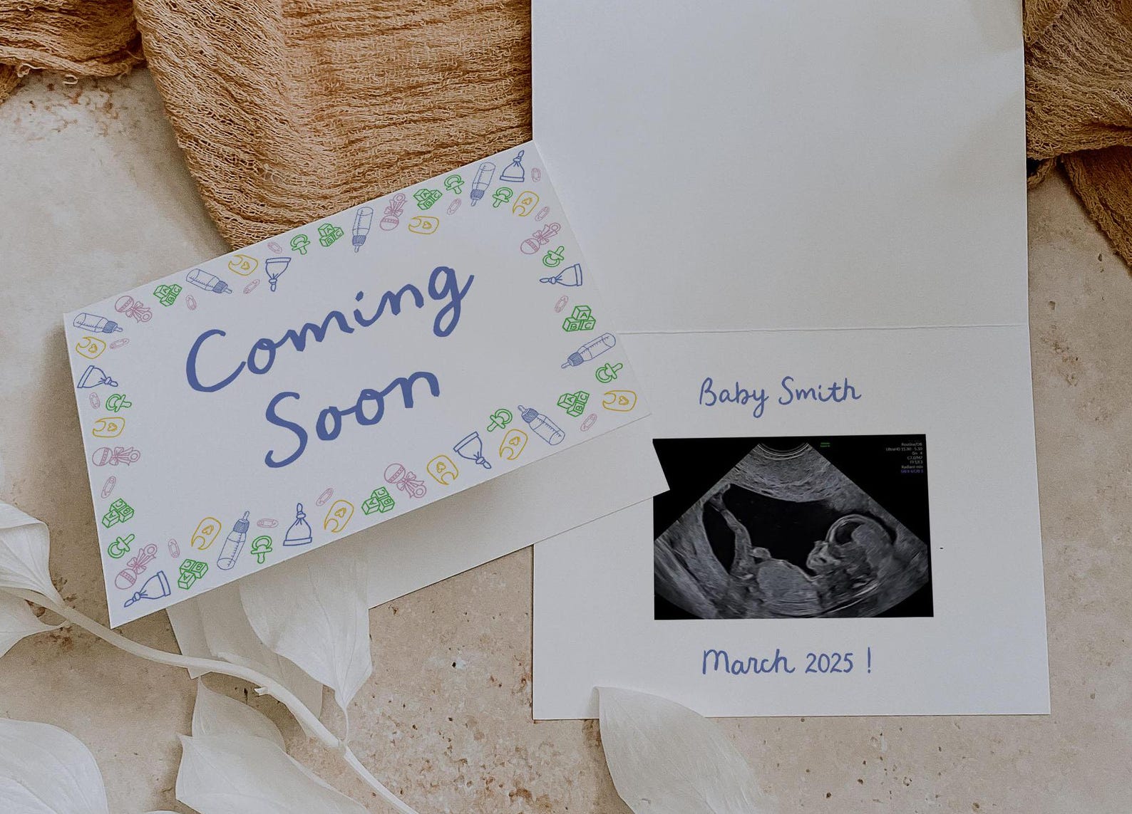 Coming Soon Pregnancy Announcement Card Template, Handdrawn Baby Reveal ...