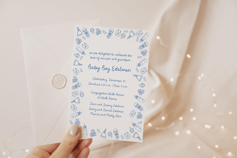 Hand Drawn Bris Invite Template, Brit Milah Invitation, Personalizable ...