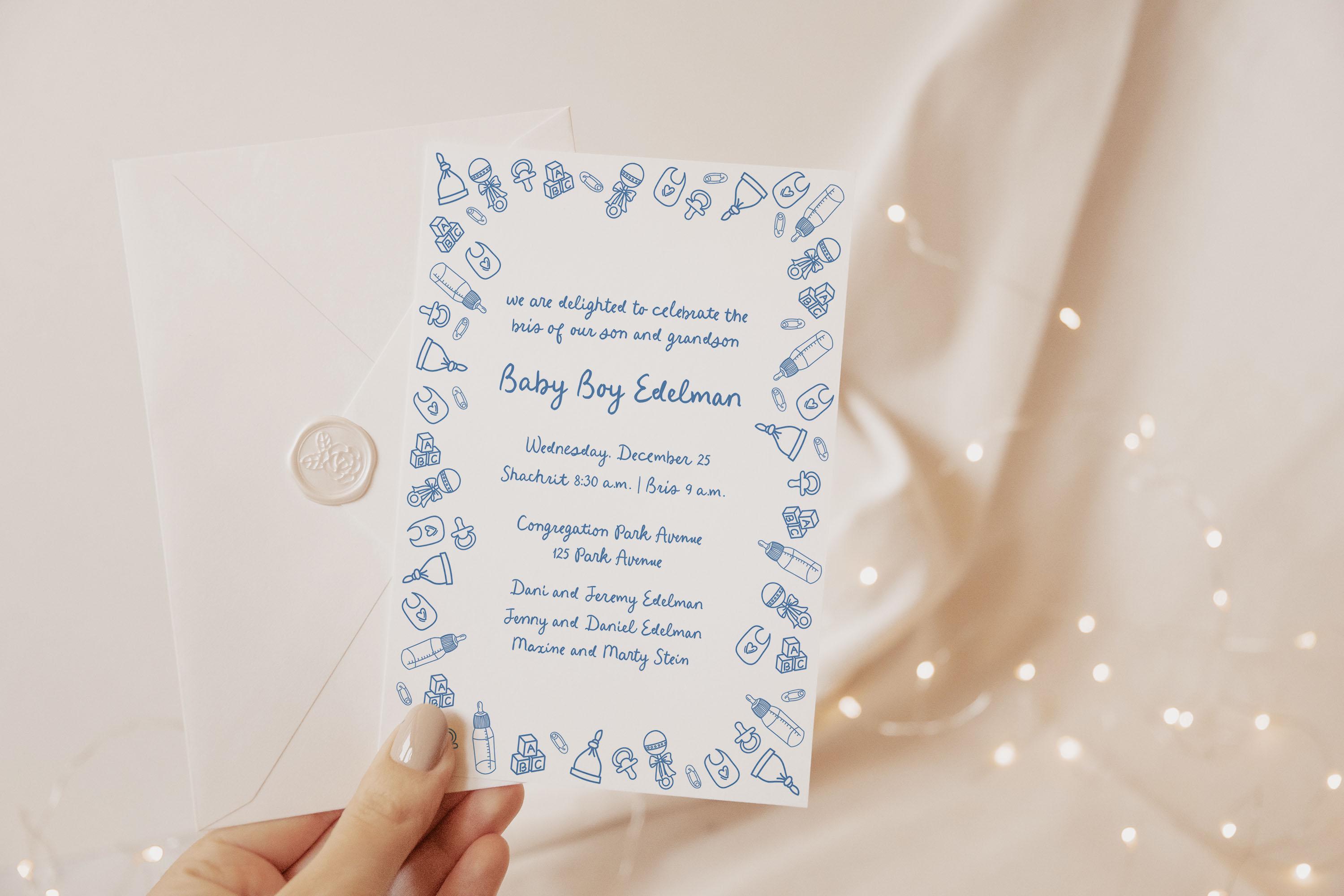 Hand Drawn Bris Invite Template, Brit Milah Invitation, Personalizable ...