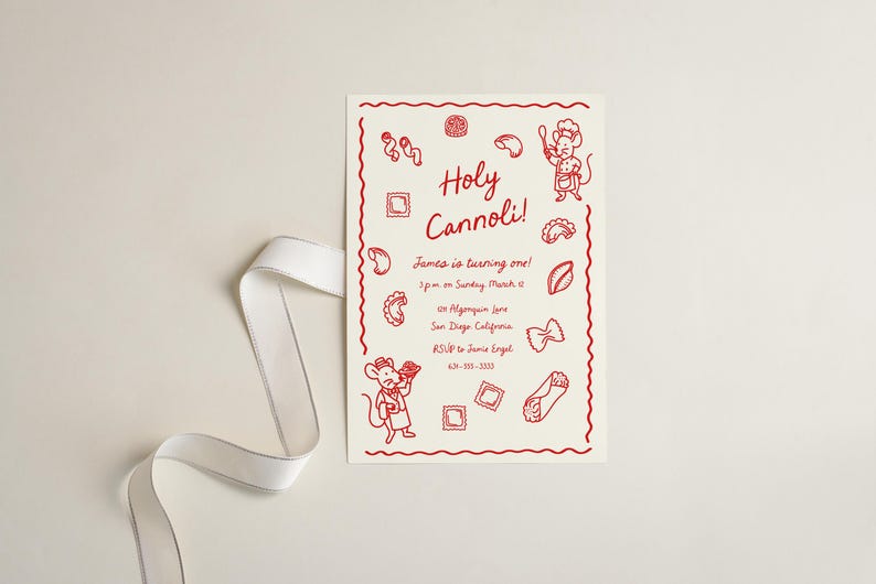 Holy Cannoli 1st Birthday Invitation: Italian Theme Party (digital ...