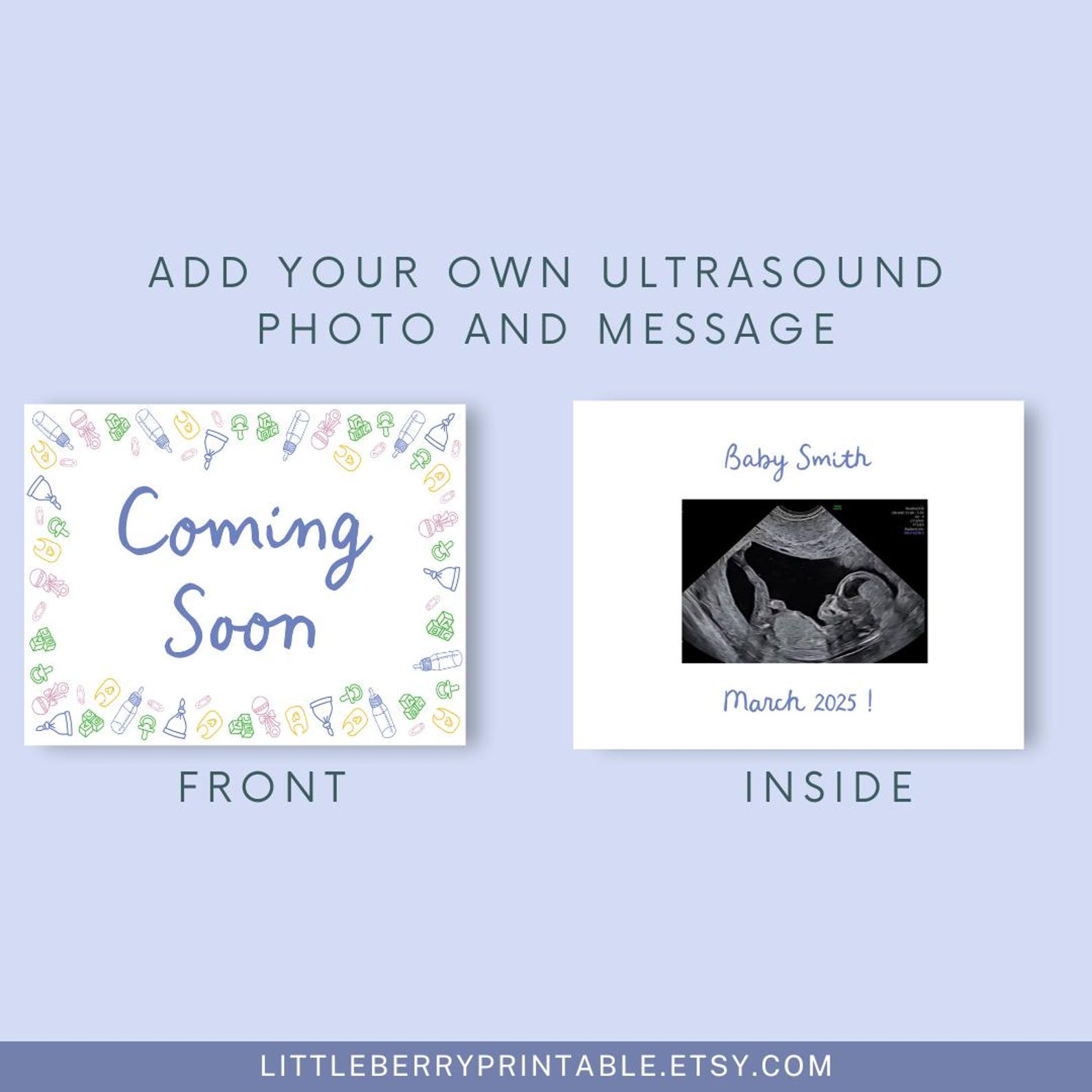Coming Soon Pregnancy Announcement Card Template, Handdrawn Baby Reveal ...