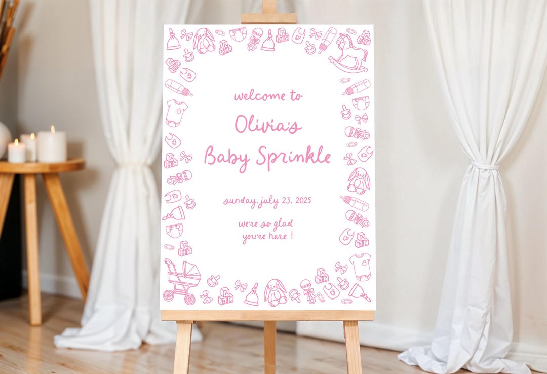 Baby Sprinkle Welcome Sign: Hand Drawn Doodles (digital Download) - Etsy