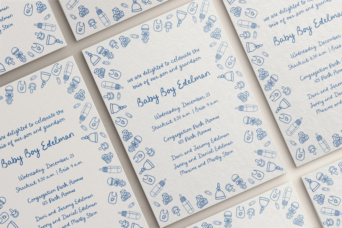 Hand Drawn Bris Invite Template, Brit Milah Invitation, Personalizable ...