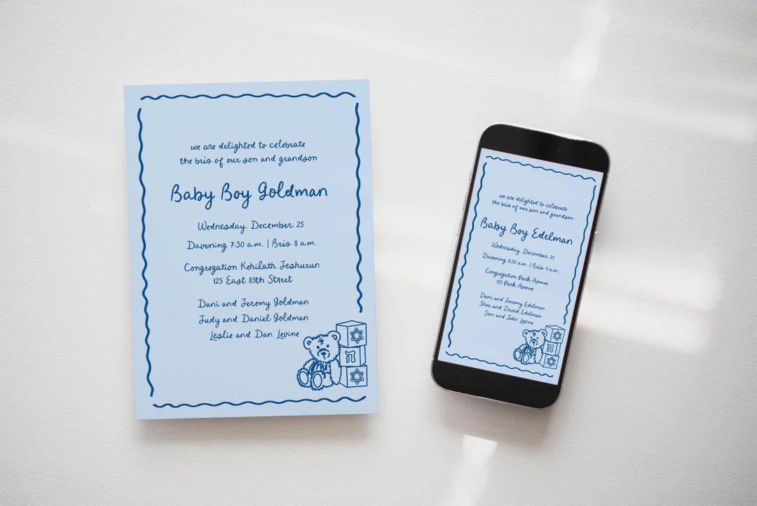 Digital Bris Invitation Template: Jewish Baby Boy Announcement (digital ...
