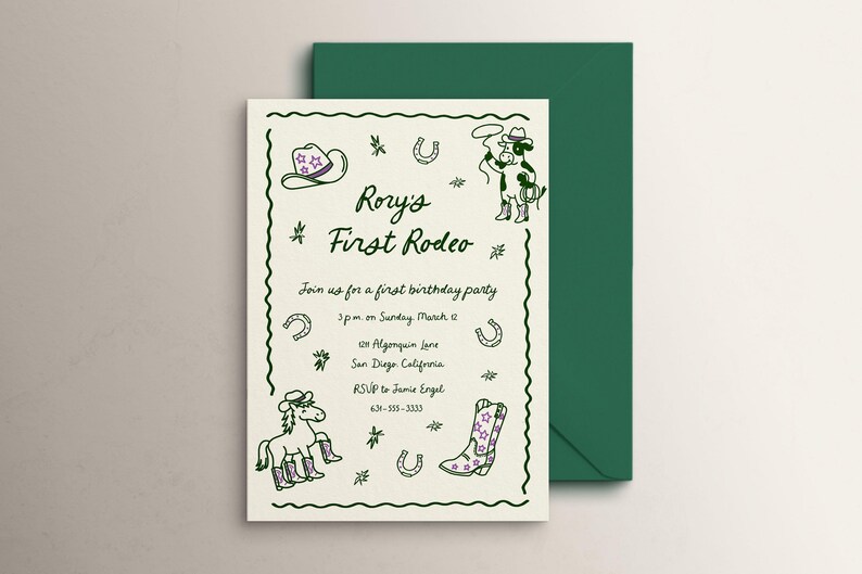 First Rodeo Birthday Invitation: Cowboy 1st Birthday, Western Theme ...