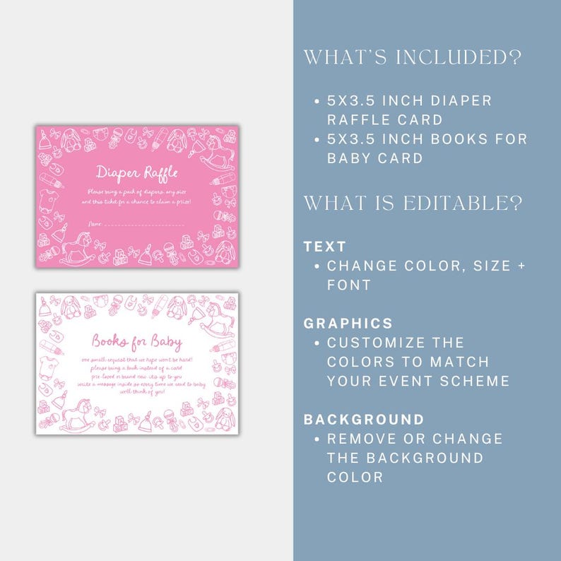 Diaper Raffle Ticket Template, Books for Baby Card, Girl Baby Shower ...