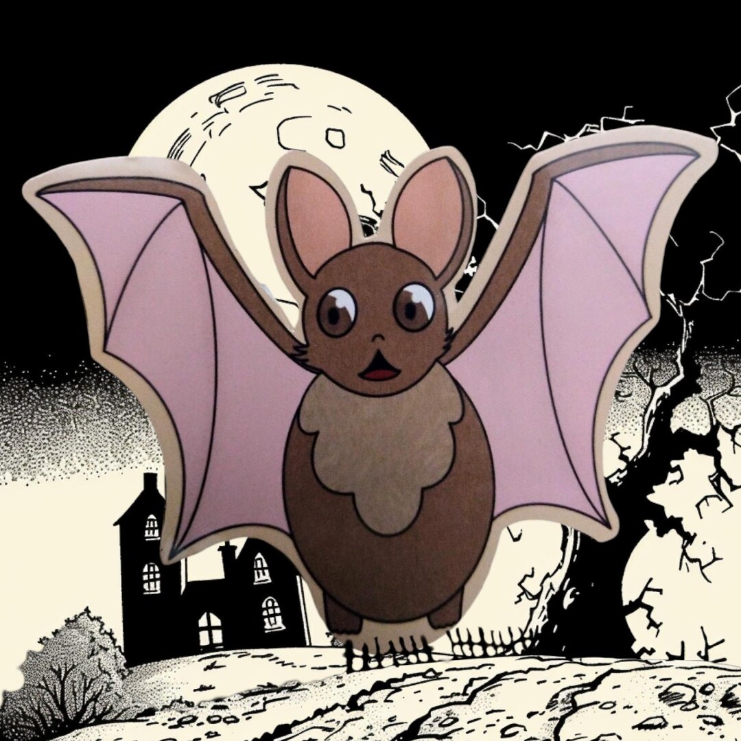 Simple Bat Cartoon Sticker Cute Bat Design 3 X 2.25 Inches - Etsy