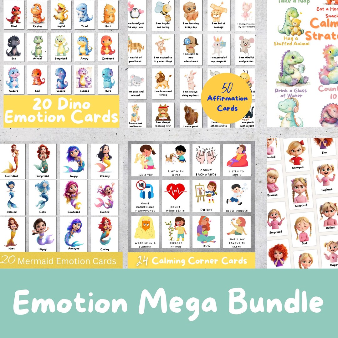 Emotion Cards Dino | Feelings Flashcards, Calming Corner, Affirmation ...