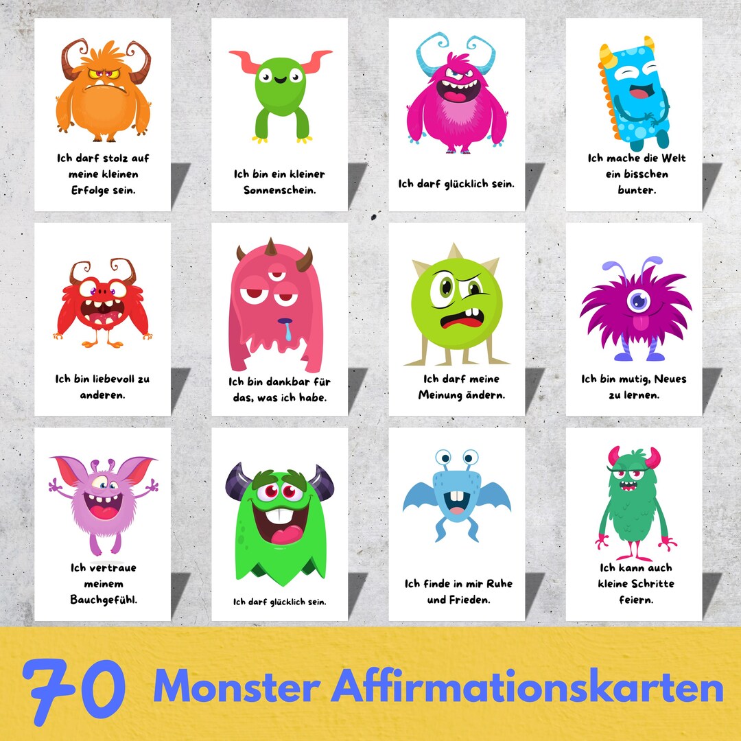Monster Affirmation Cards for Kids – 70 Positive Cards to Print | Boost ...