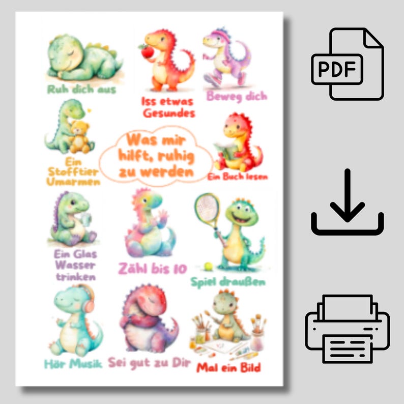 Calming Strategies Poster for Children – Dino Motif – Regulate Emotions ...