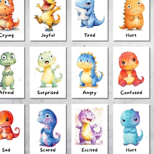20 Dino Emotion Feelings Cards | Printable Emotion Flashcards for Kids ...