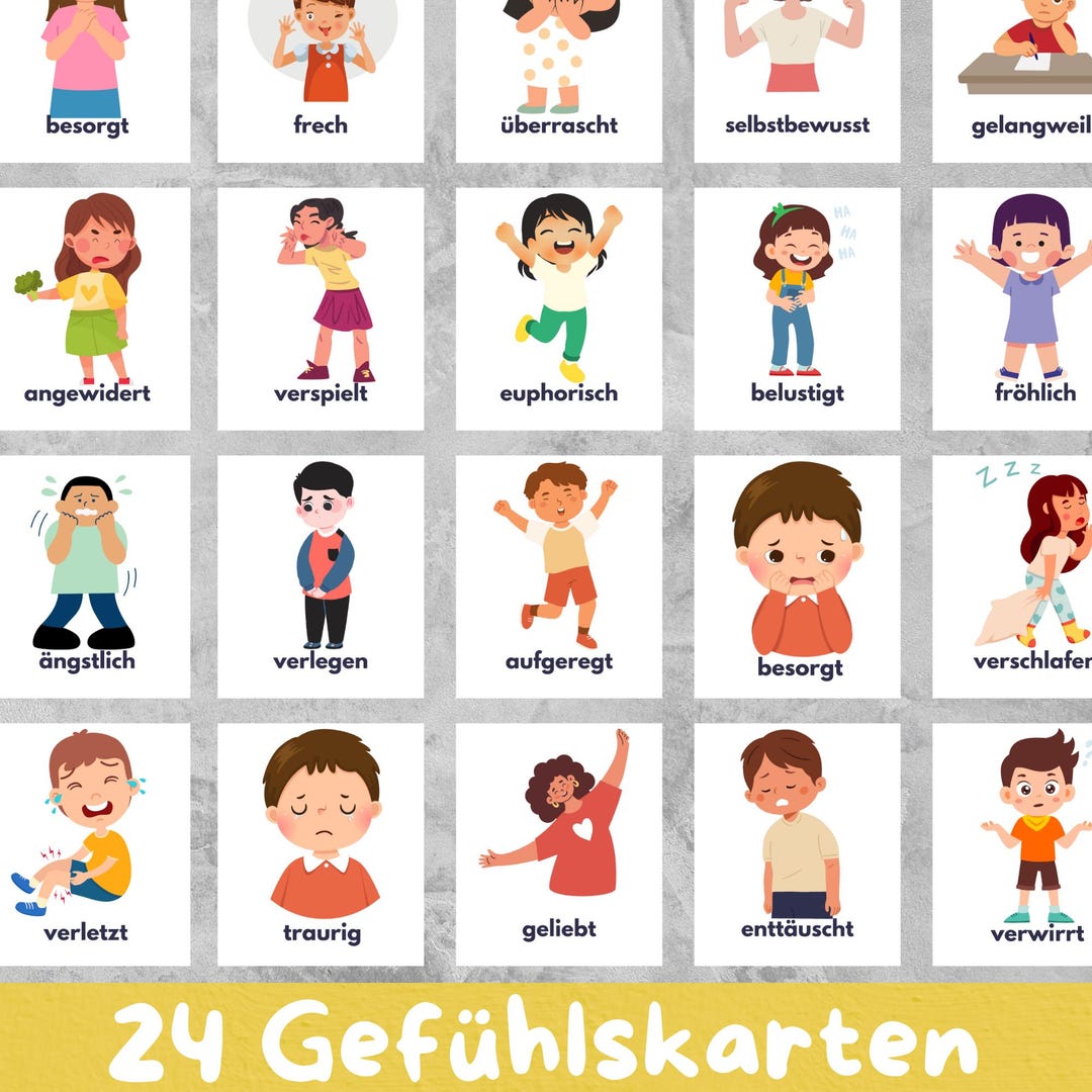 Emotion Cards for Children, Feelings for Children, Montessori Learning ...