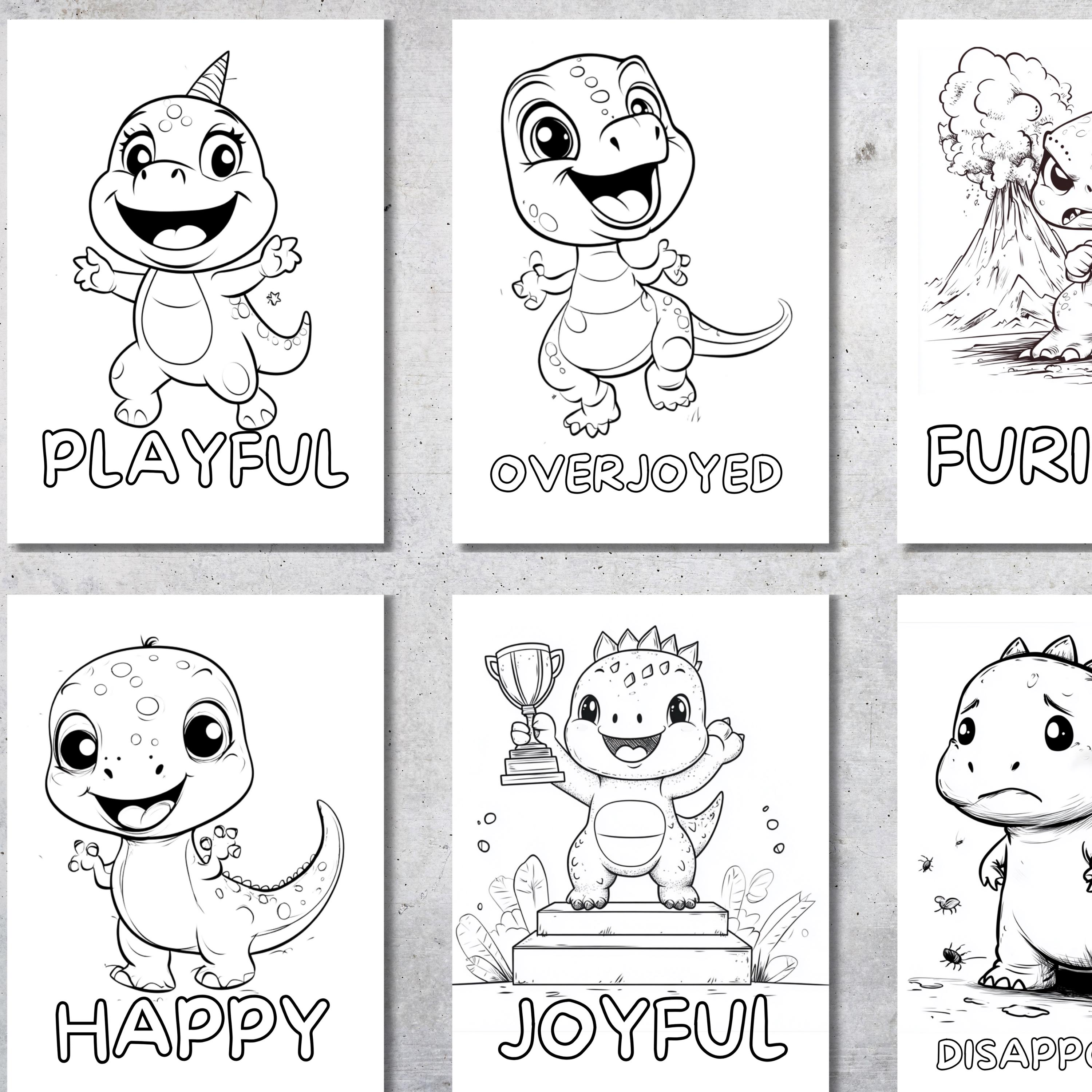 Dino Emotions Coloring Pages – 14 Printable Dinosaur Feelings ...