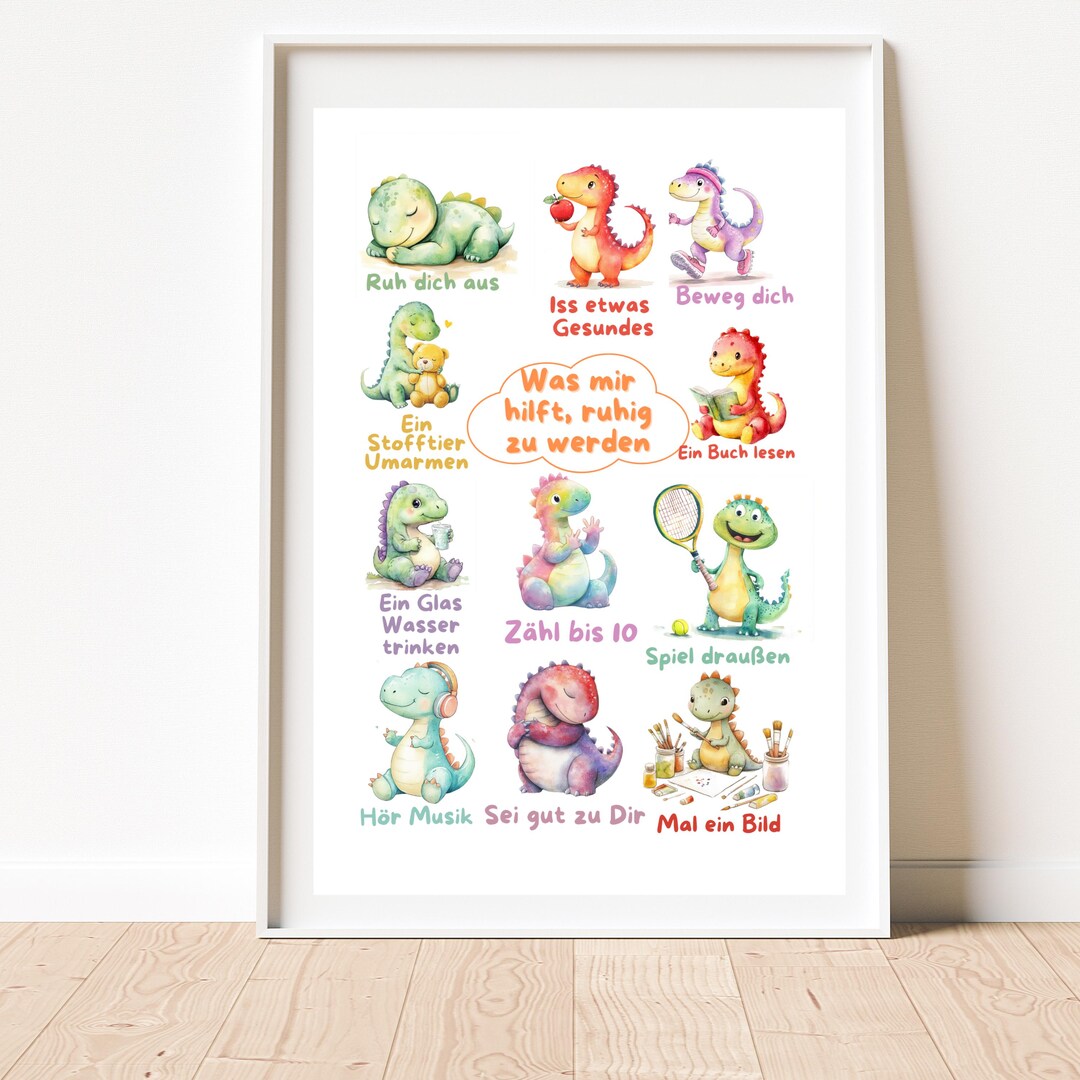 Calming Strategies Poster for Children – Dino Motif – Regulate Emotions ...