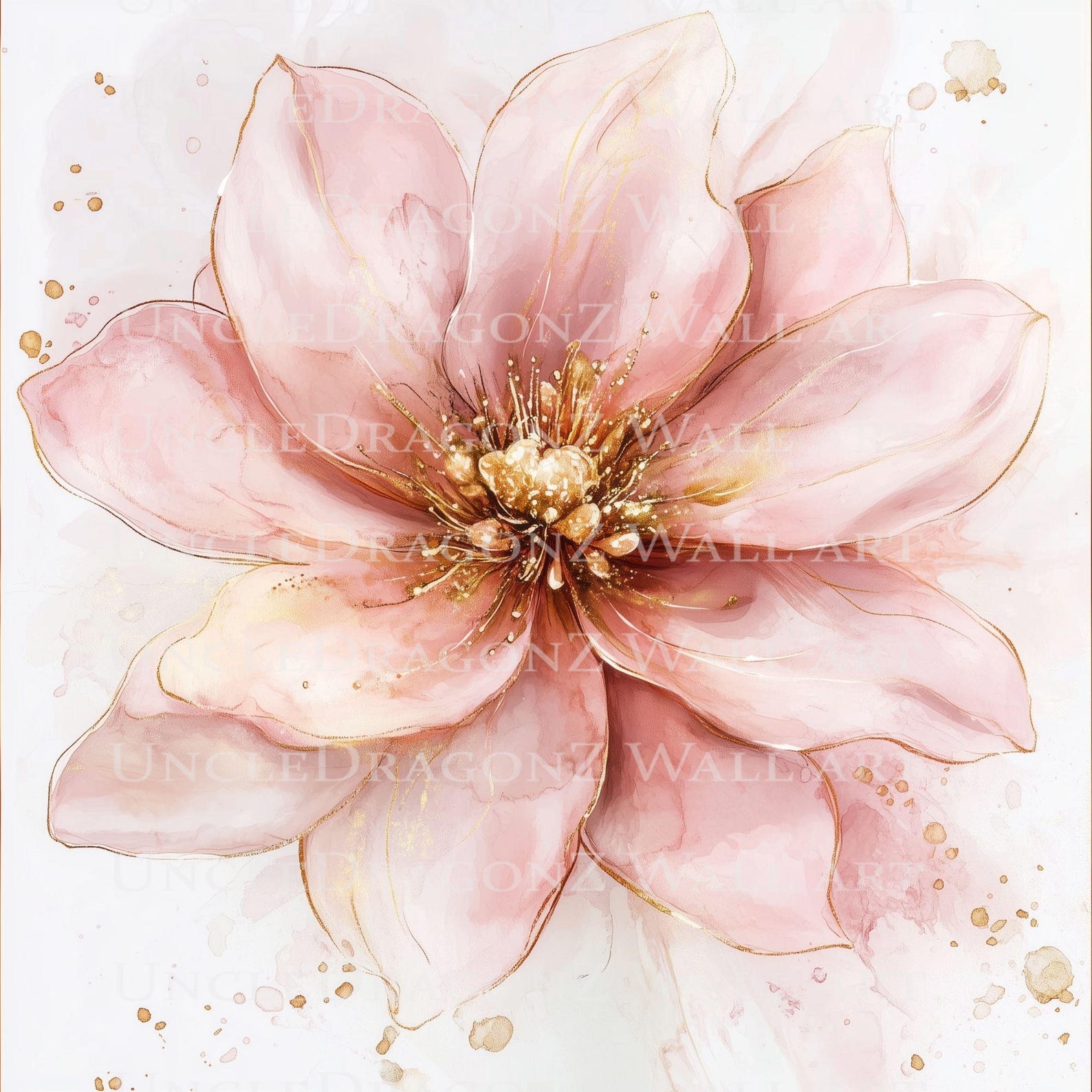 14 Abstract Flowers Clipart, Pink Gold Flower, Flowers Print, Printable ...
