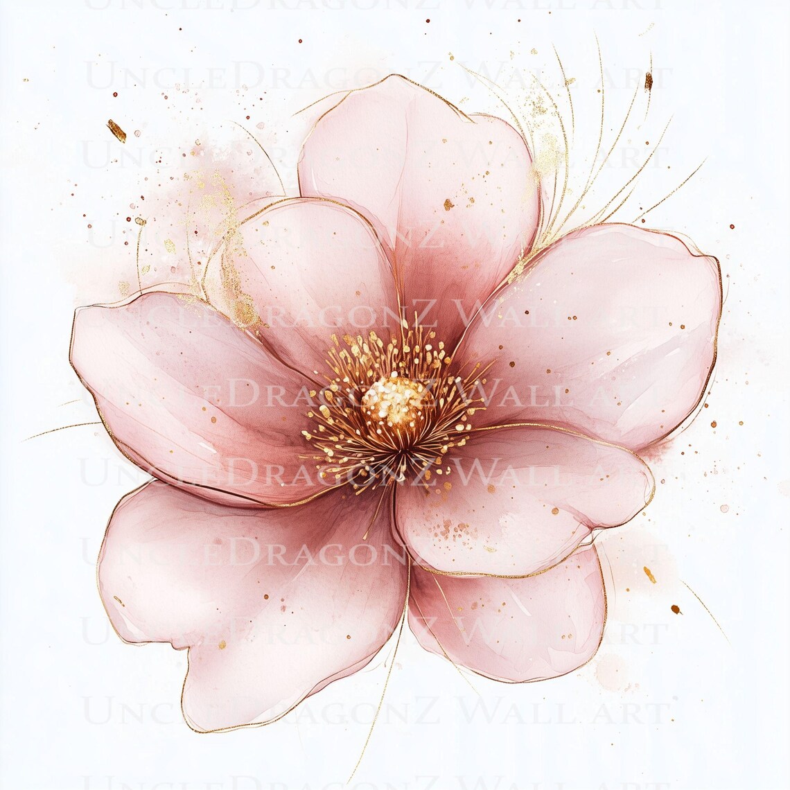 14 Abstract Flowers Clipart, Pink Gold Flower, Flowers Print, Printable ...