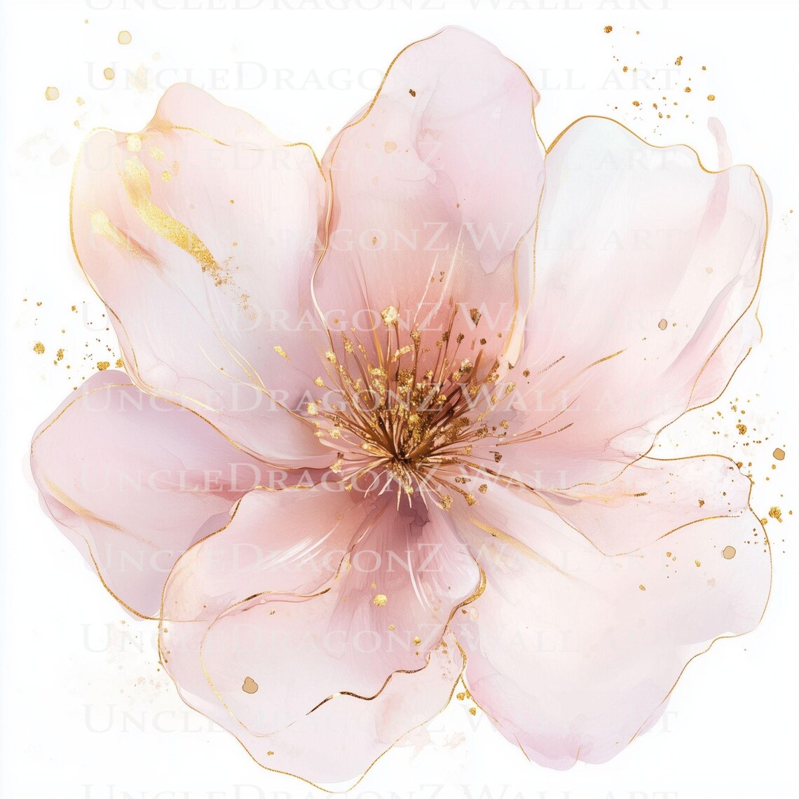 14 Abstract Flowers Clipart, Pink Gold Flower, Flowers Print, Printable ...