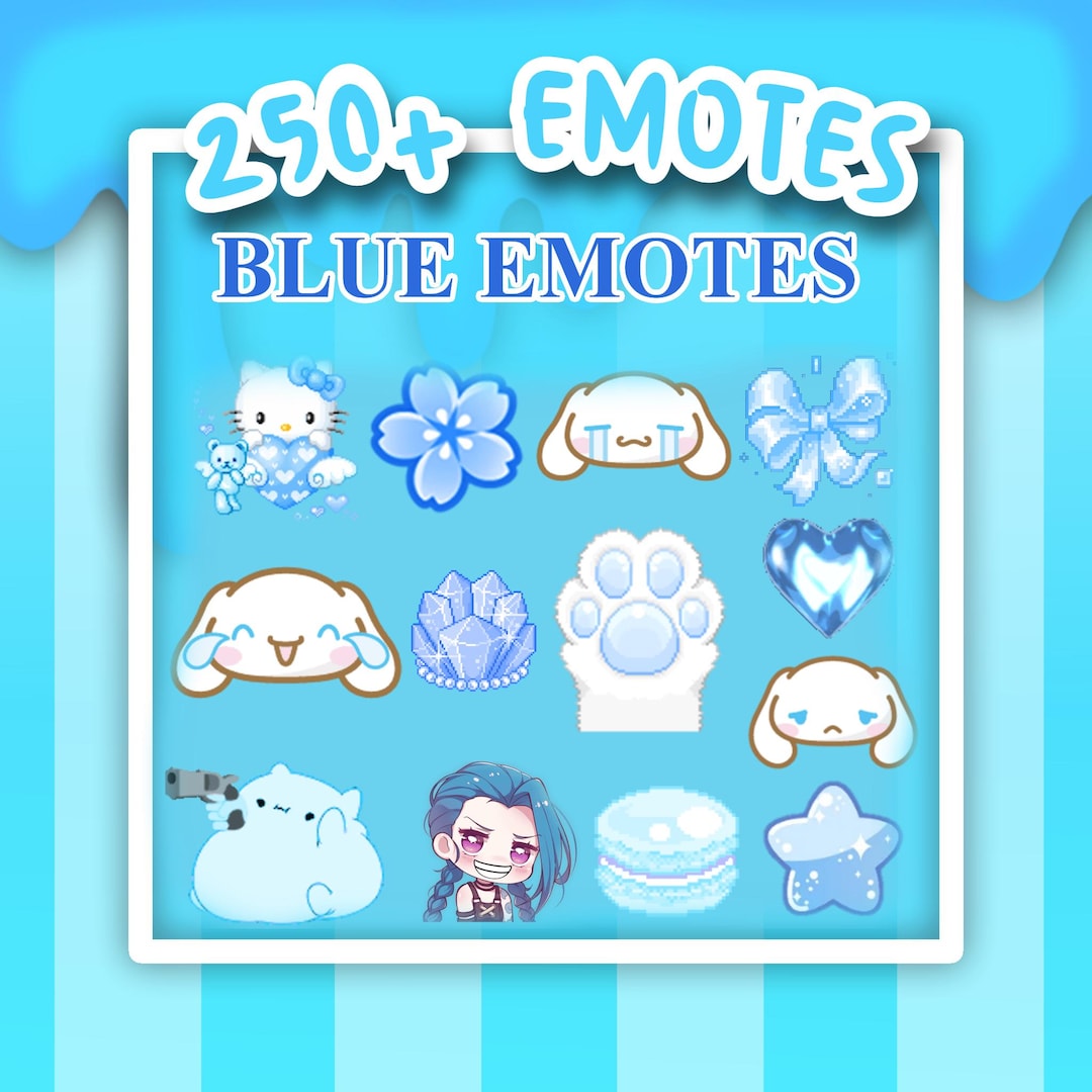 Discord Emotes W/ 250 BLUE EMOTES PACK | for Discord and Twitch | Cute ...