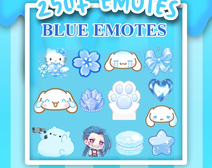 200 LIGHT BLUE EMOTES Pack | for Discord and Twitch | Cute & Kawaii ...