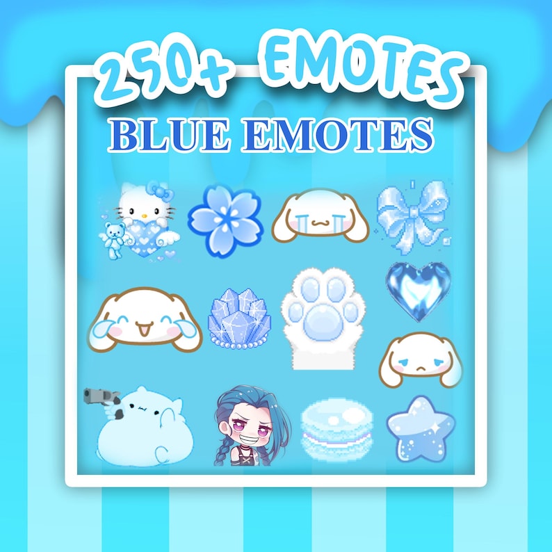 Discord Emotes W/ 250 BLUE EMOTES PACK | for Discord and Twitch | Cute ...