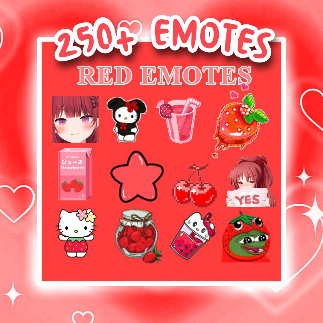 Discord Emotes W/ 250 RED EMOTES PACK for Discord and Twitch Cute ...