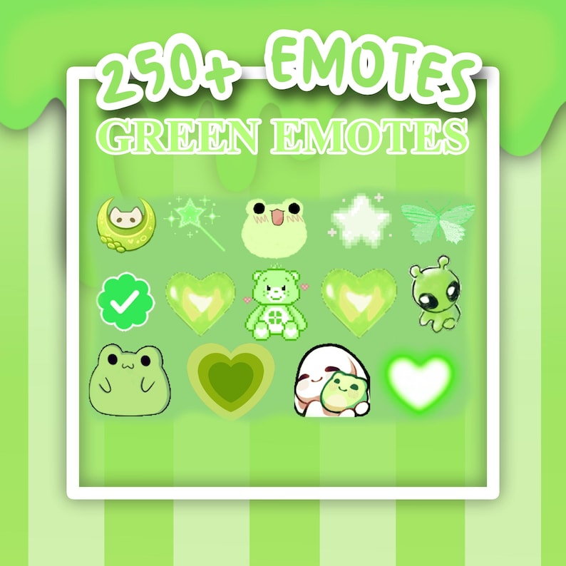 Discord Emotes W/ 250 GREEN EMOTES PACK | for Discord and Twitch | Cute ...