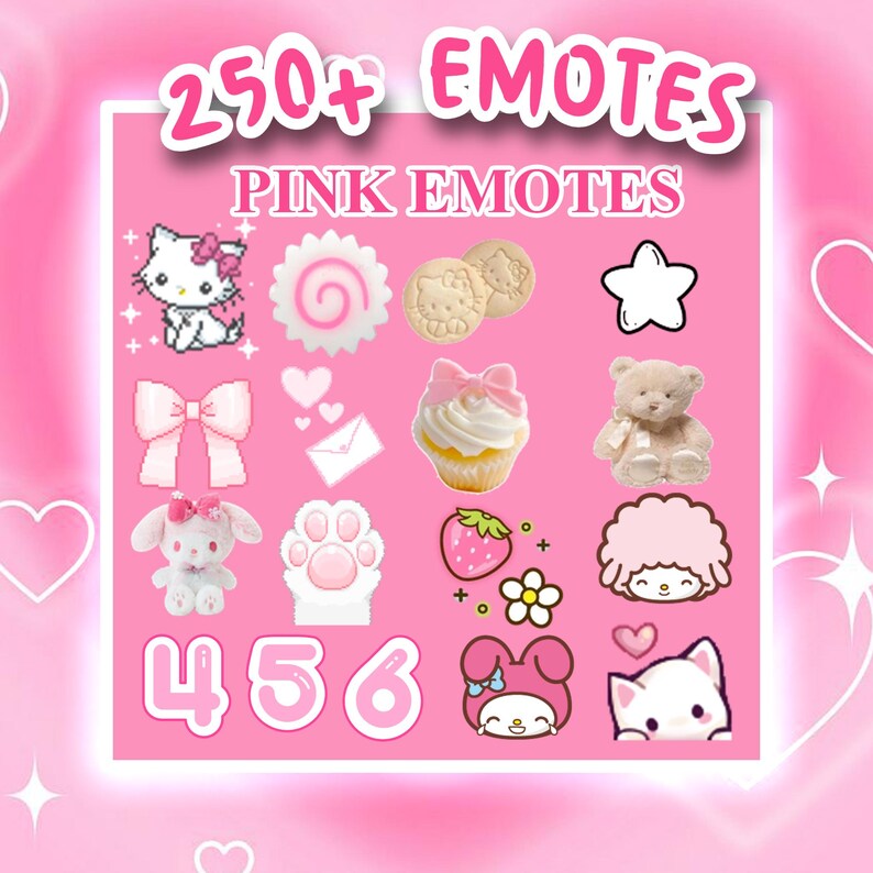 Discord Template W/ 250 PINK EMOTES PACK | for Discord and Twitch ...
