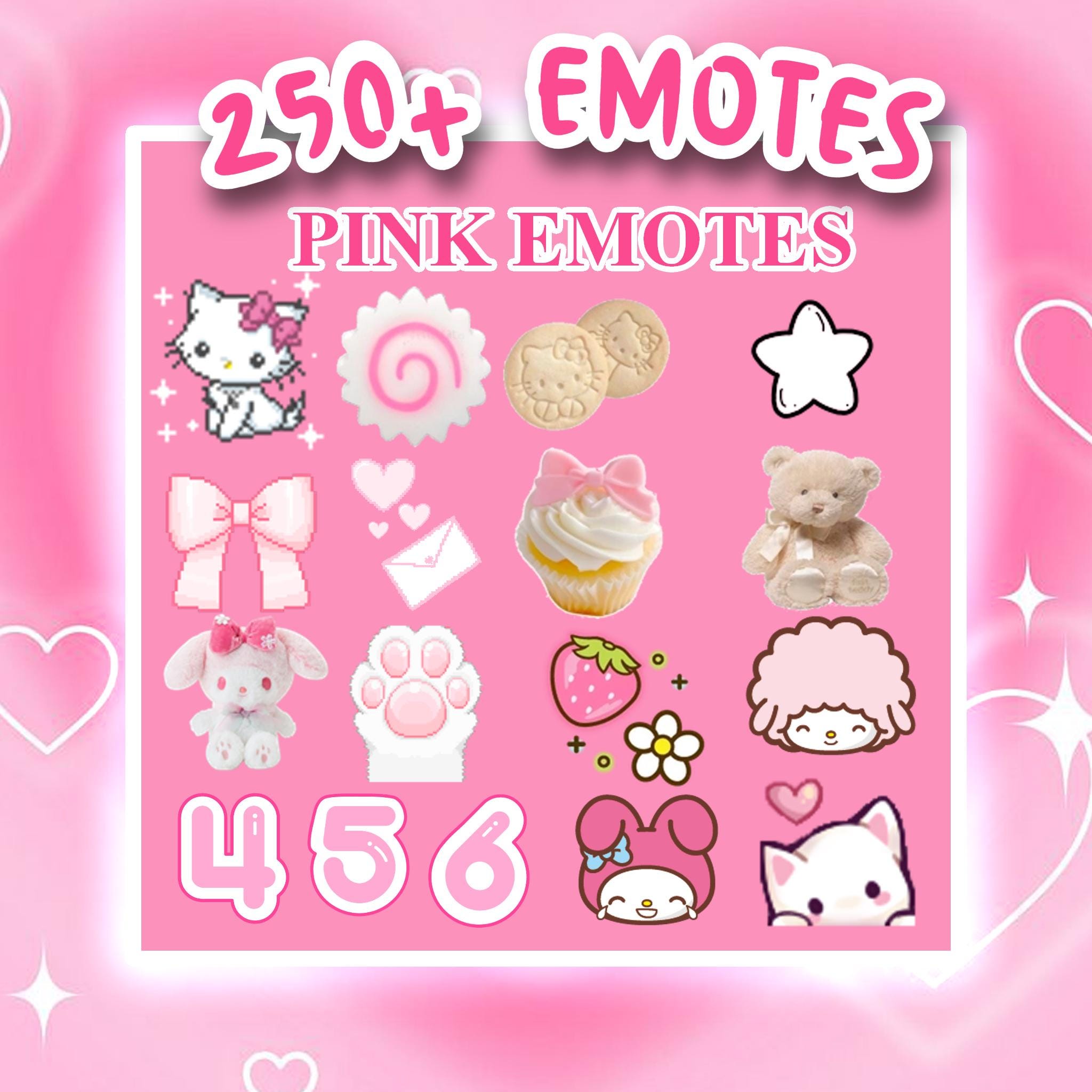 Discord Template W/ 250 PINK EMOTES PACK for Discord and Twitch Cute ...
