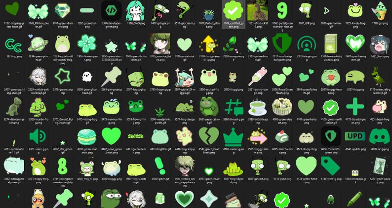 Discord Emotes W/ 250 GREEN EMOTES PACK | for Discord and Twitch | Cute ...