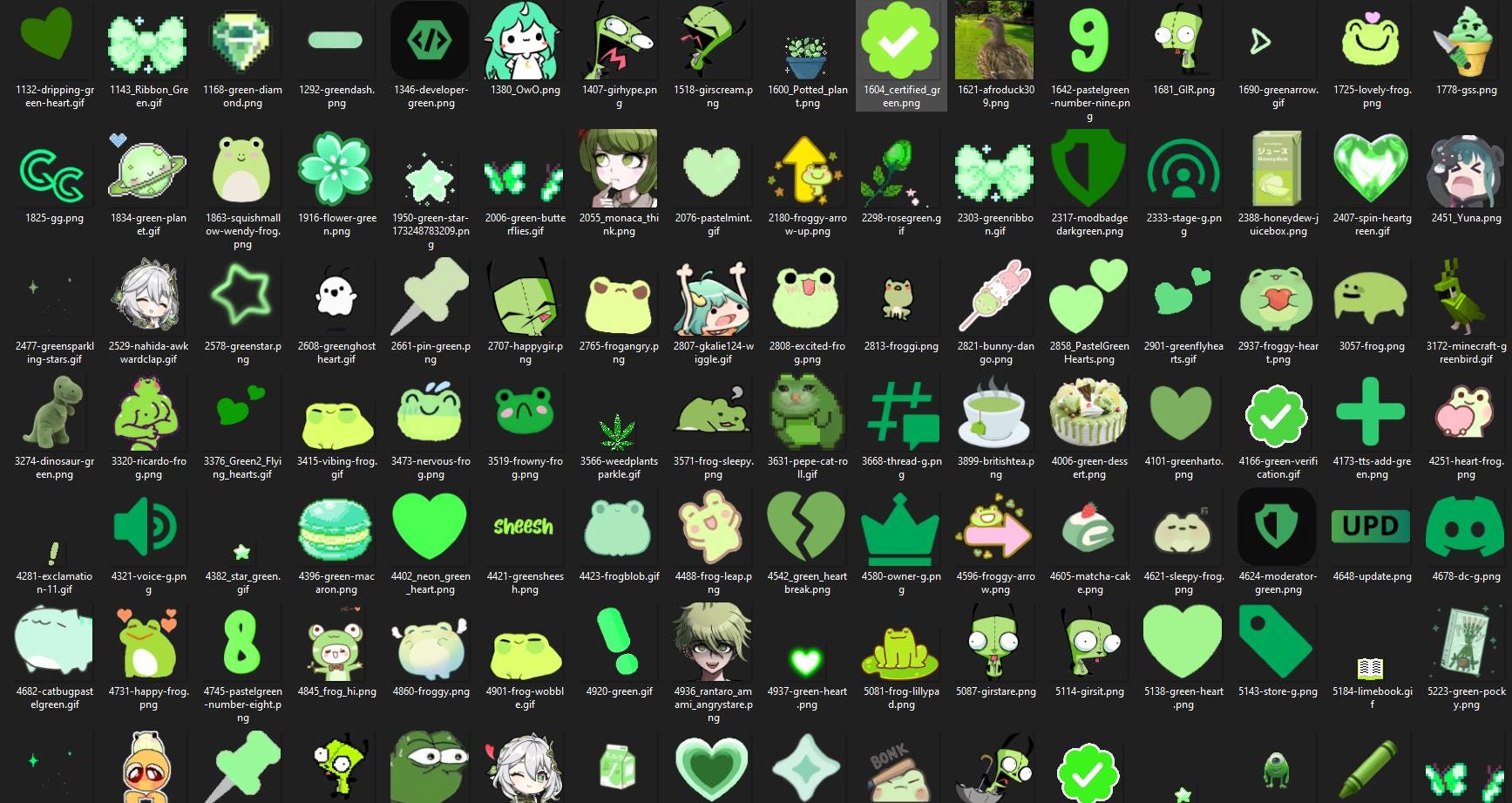Discord Emotes W/ 250 GREEN EMOTES PACK | for Discord and Twitch | Cute ...