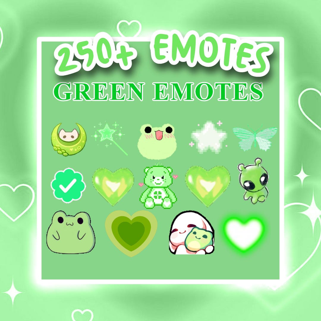 Discord Emotes W/ 250 GREEN EMOTES PACK | for Discord and Twitch | Cute ...