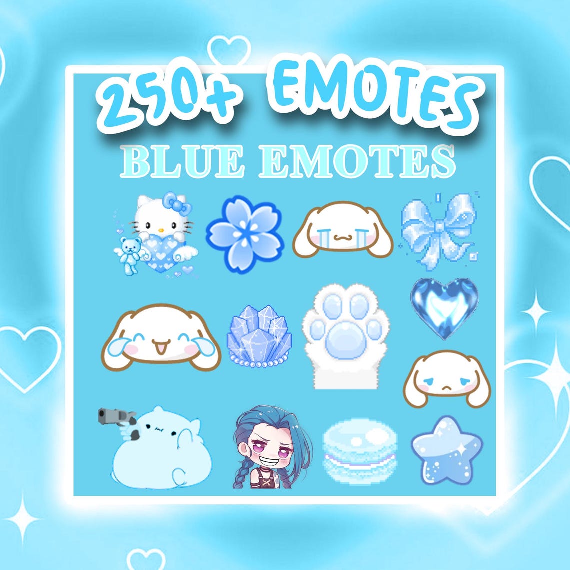 Discord Emotes W/ 250 BLUE EMOTES PACK | for Discord and Twitch | Cute ...