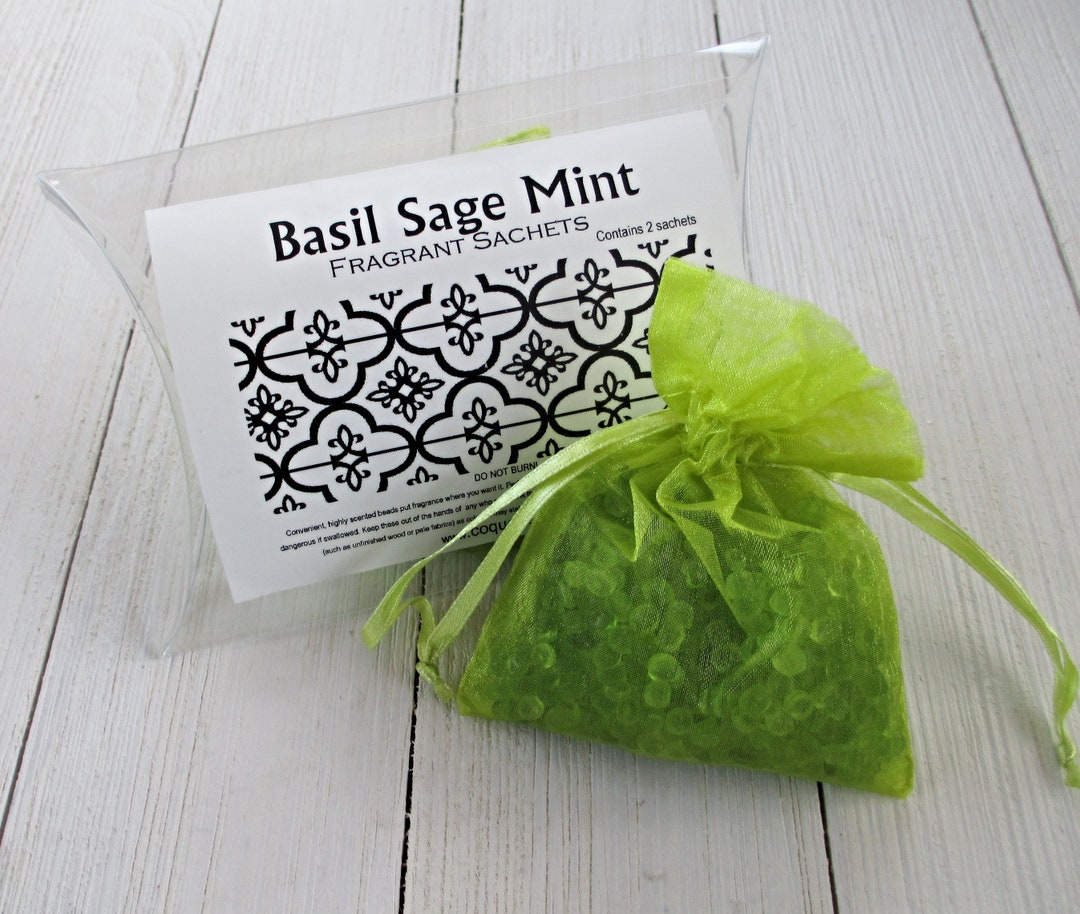 Basil Sage Mint Sachets, Aroma Beads, Set of 2 Highly Fragranced ...